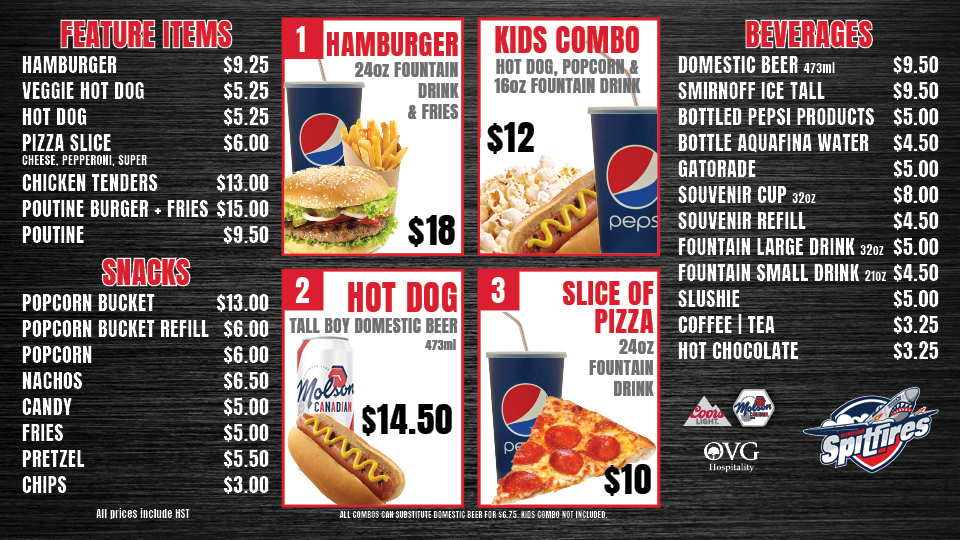 Menus - The WFCU Centre - Windsor, Ontario - A Global Spectrum Facility